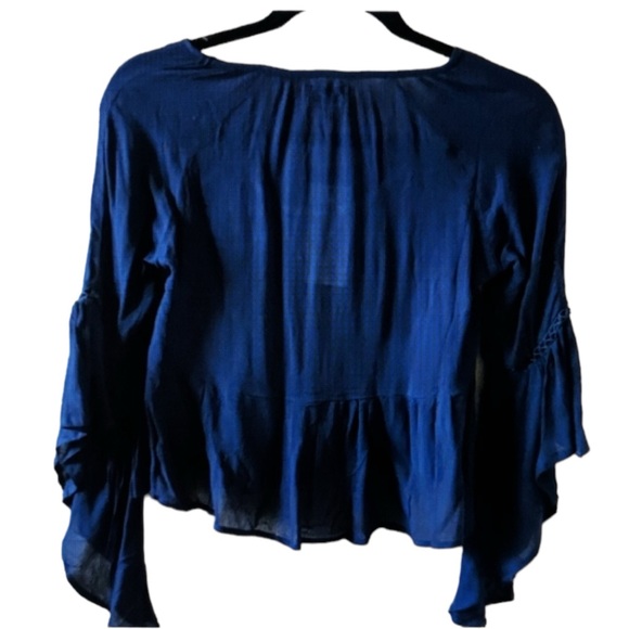 Tobi | Tops | Tobi Finders Keepers Boho Navy Blue Ruffle Flutter Sleeve ...